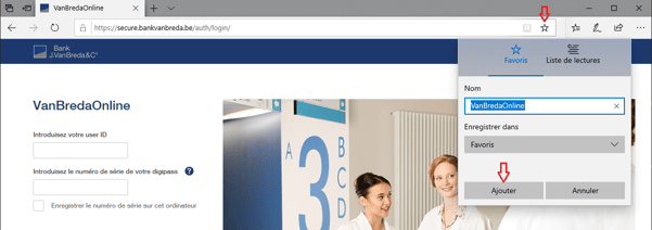 Banque Van Breda - Ajouter VanBredaOnline à vos favoris